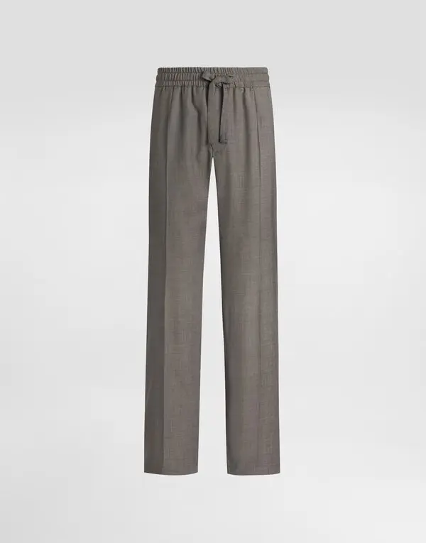 Dolce & Gabbana Bird's Eye Wool Jogging Trousers Pants And Shorts - Multicolor