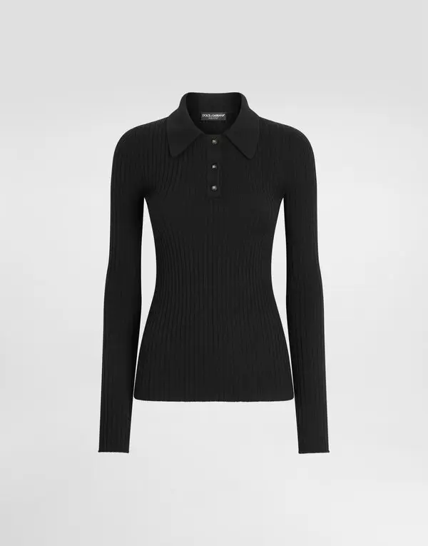 Dolce & Gabbana Ribbed Wool Polo-style Sweater Sweaters And Cardigans