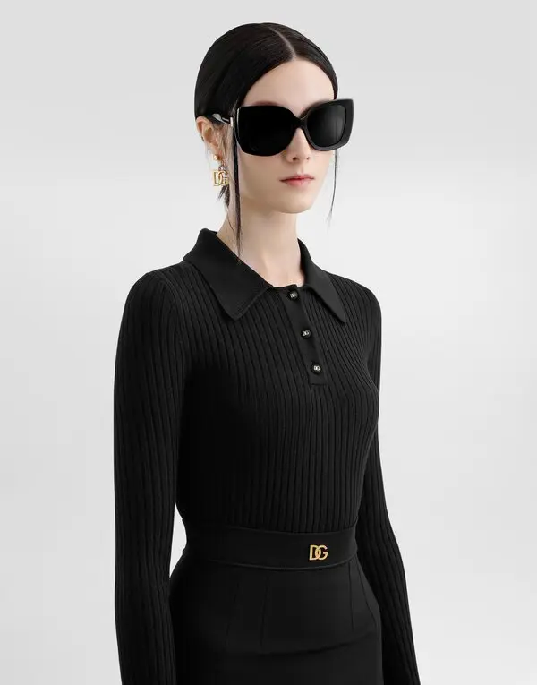 Dolce & Gabbana Ribbed Wool Polo-style Sweater Sweaters And Cardigans