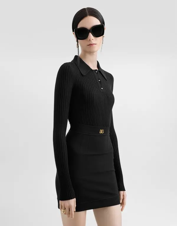 Dolce & Gabbana Ribbed Wool Polo-style Sweater Sweaters And Cardigans
