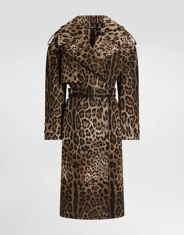 Dolce & Gabbana Double-breasted Leo- Cotton Drill Coat Coats And Jackets Animal - Print