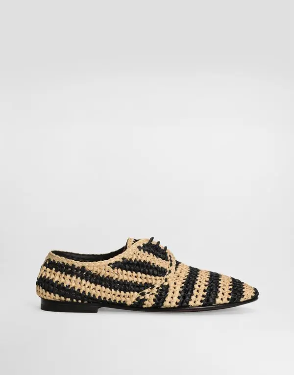 Dolce & Gabbana Woven Raffia Derby Shoes Lace-ups