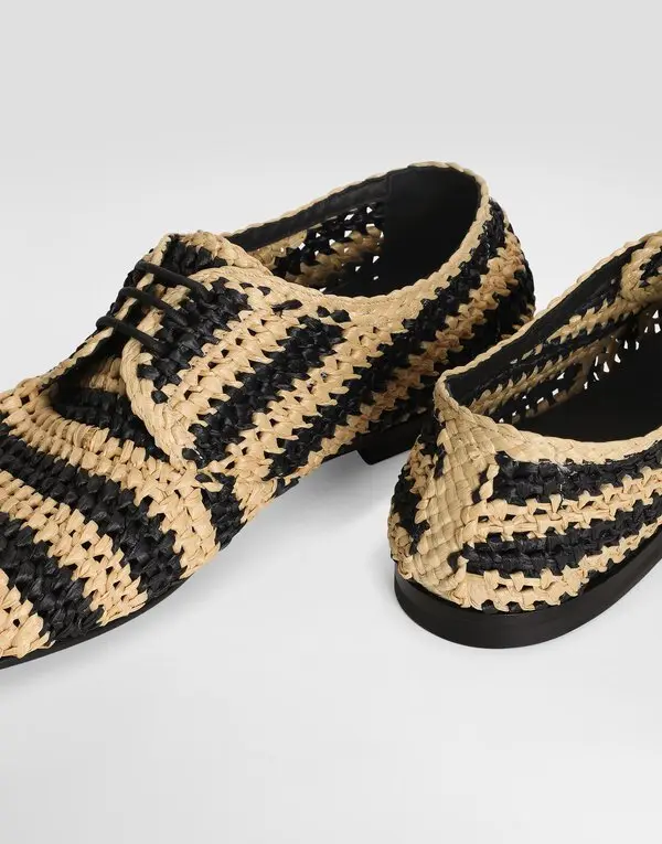 Dolce & Gabbana Woven Raffia Derby Shoes Lace-ups