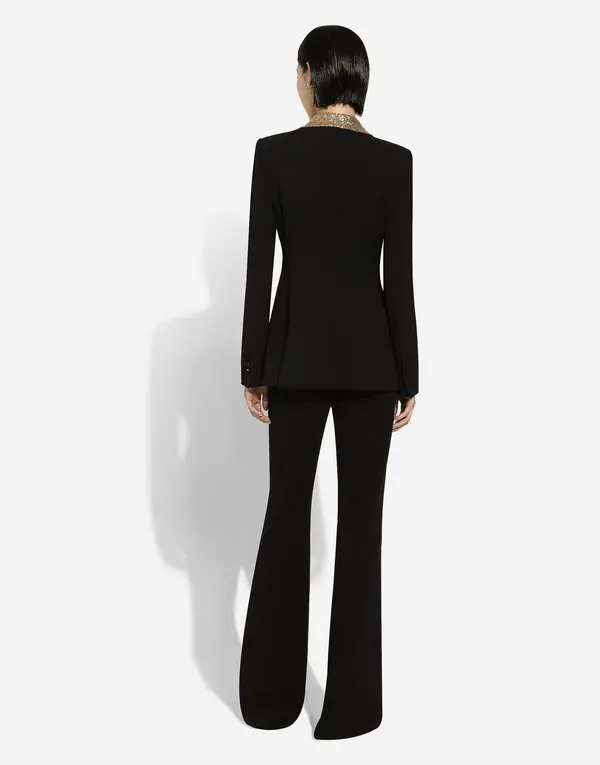 Dolce & Gabbana Single-breasted Wool Turlington Jacket With Sequined Lapels Blazers Wool