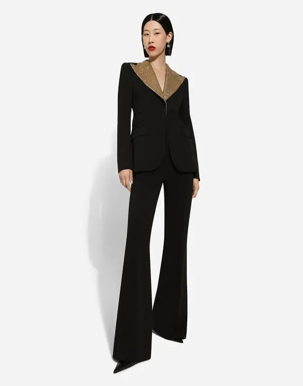 Dolce & Gabbana Single-breasted Wool Turlington Jacket With Sequined Lapels Blazers Wool
