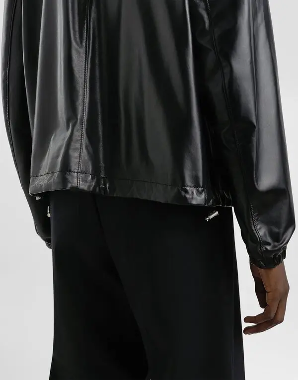Dolce & Gabbana Leather And Fabric Jacket With Reversible Hood Coats And Jackets