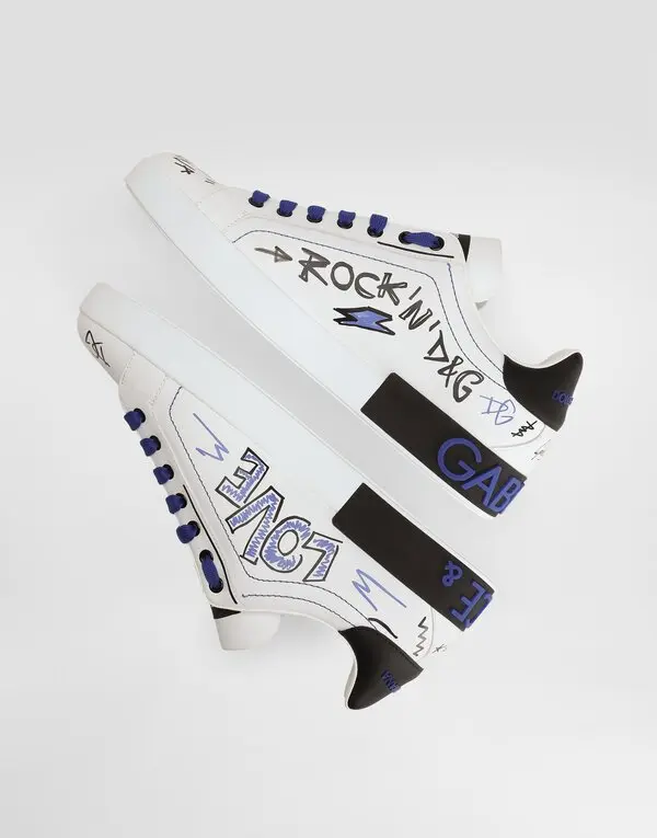 Dolce & Gabbana Calfskin Portofino Sneakers With Embellishment
