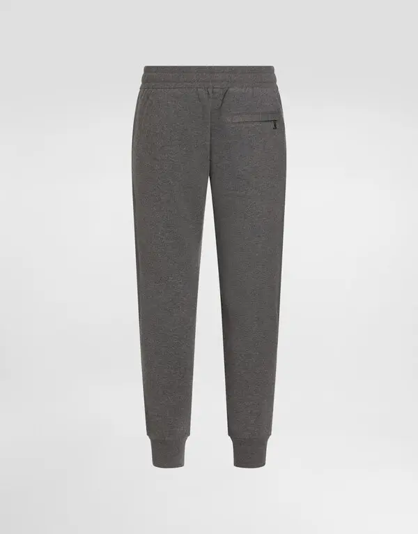 Dolce & Gabbana Jersey Trousers With Heraldic Patch Pants And Shorts Gray