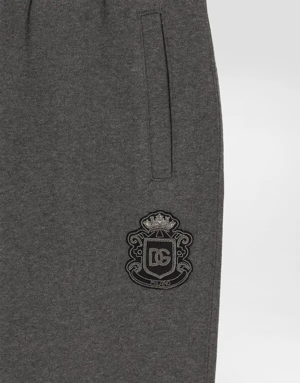 Dolce & Gabbana Jersey Trousers With Heraldic Patch Pants And Shorts Gray