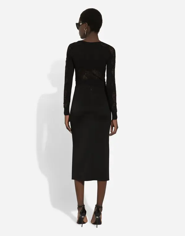 Dolce & Gabbana Viscose Sweater With Lace Inserts Sweaters And Cardigans