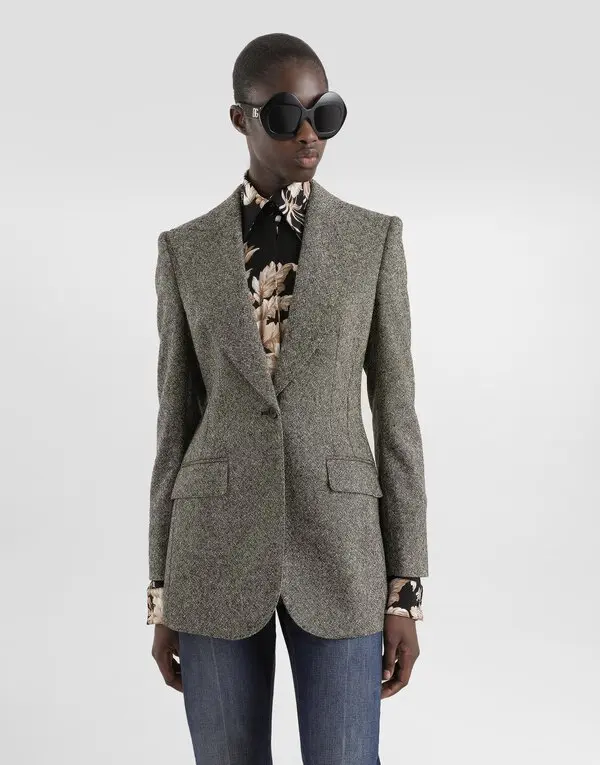 Dolce & Gabbana Single-breasted Jacket In Dotted Wool Blazers
