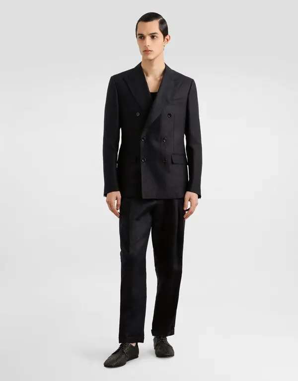 Dolce & Gabbana Double-breasted Linen Jacket - Black