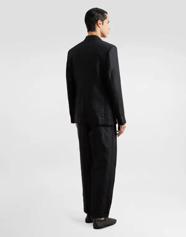 Dolce & Gabbana Double-breasted Linen Jacket - Black
