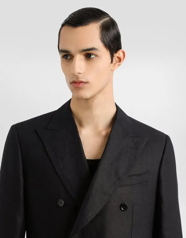 Dolce & Gabbana Double-breasted Linen Jacket - Black