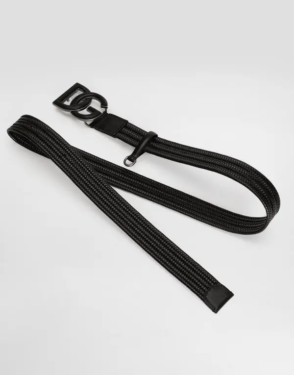 Dolce & Gabbana Woven Calfskin Belt With Dg Buckle