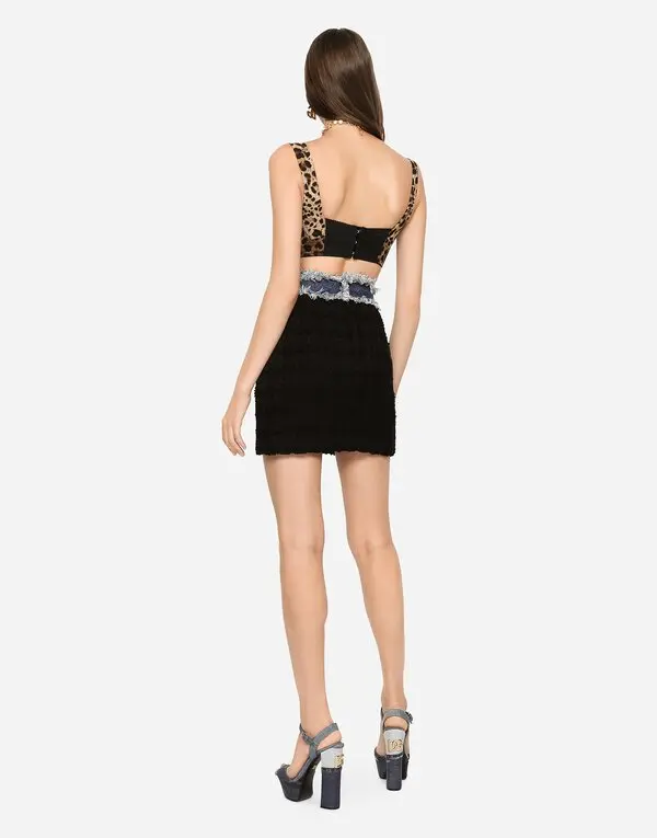 Dolce & Gabbana Leopard Print Charmeuse Bustier Top - Multicolor