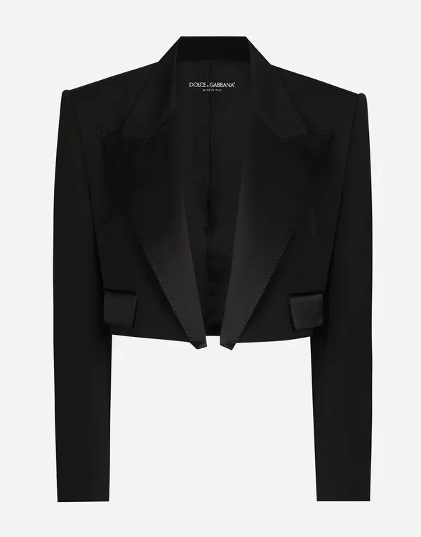 Dolce & Gabbana Short Wool Gabardine Tuxedo Jacket Blazers Wool