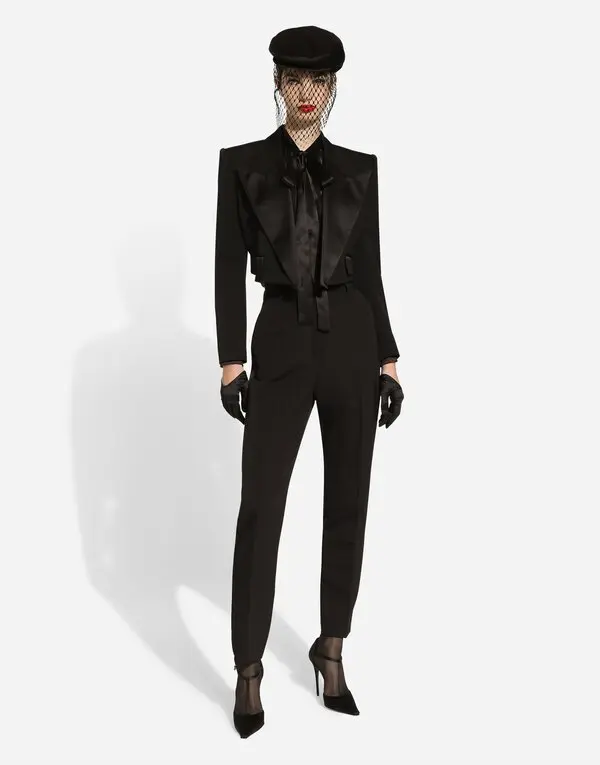 Dolce & Gabbana Short Wool Gabardine Tuxedo Jacket Blazers Wool
