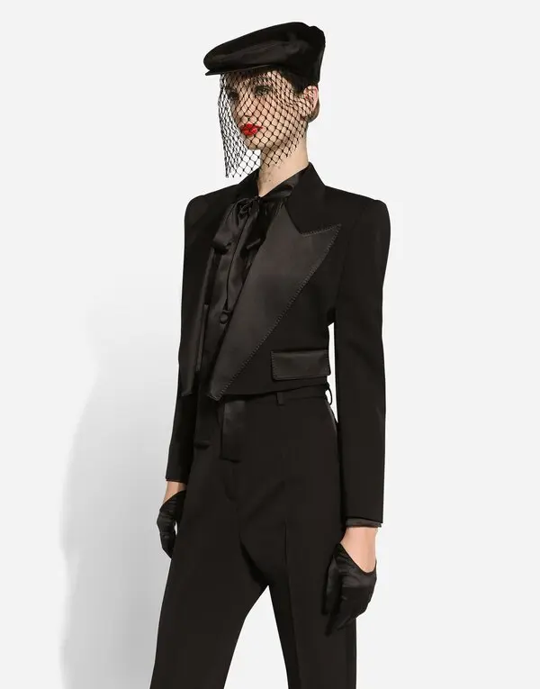 Dolce & Gabbana Short Wool Gabardine Tuxedo Jacket Blazers Wool