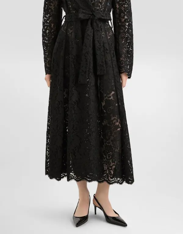 Dolce & Gabbana Long Double-breasted Cordonetto Lace Coat