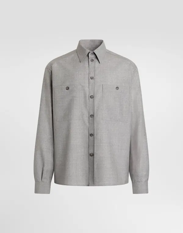 Dolce & Gabbana Wool Shirt Shirts Gray - Grey