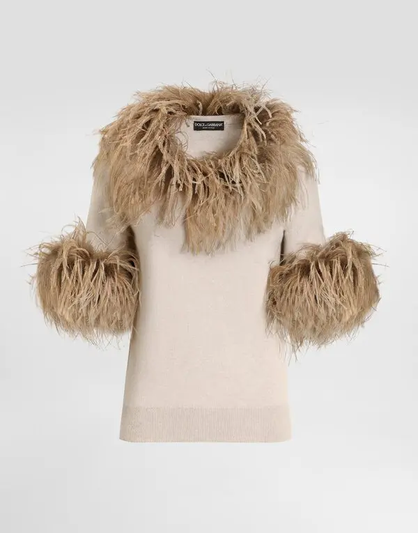 Dolce & Gabbana Cashmere Pullover Sweaters And Cardigans - Beige