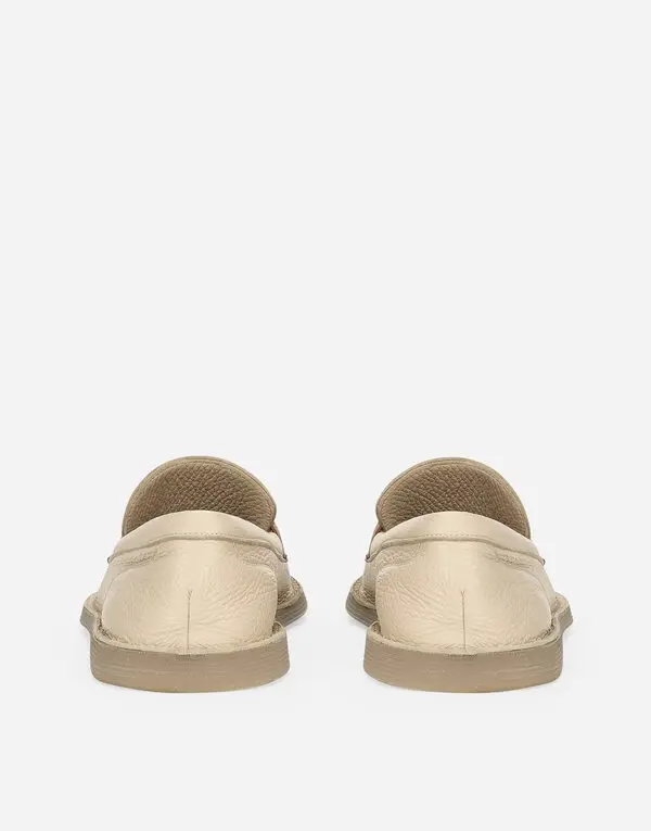 Dolce & Gabbana Deerskin Loafers With Dg Logo - Beige