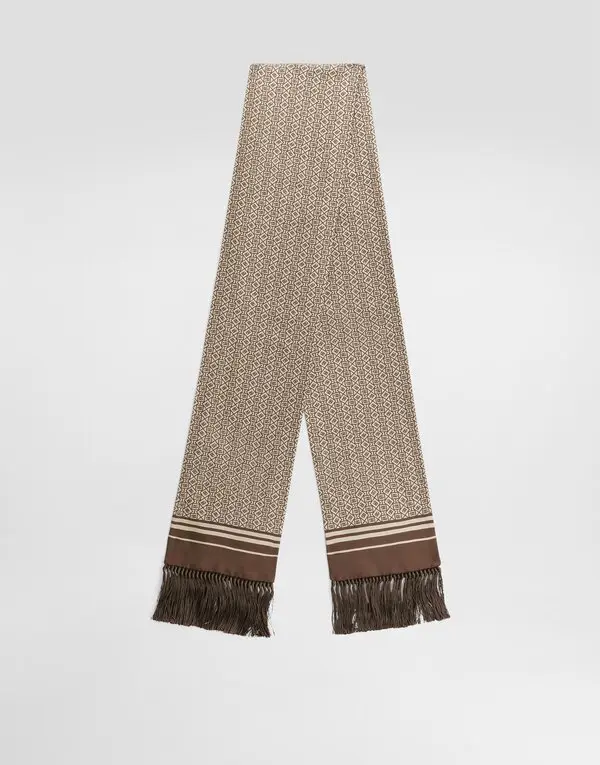 Dolce & Gabbana Silk Twill Scarf With Micro-design And Logo Scarves And Silks - Multicolor