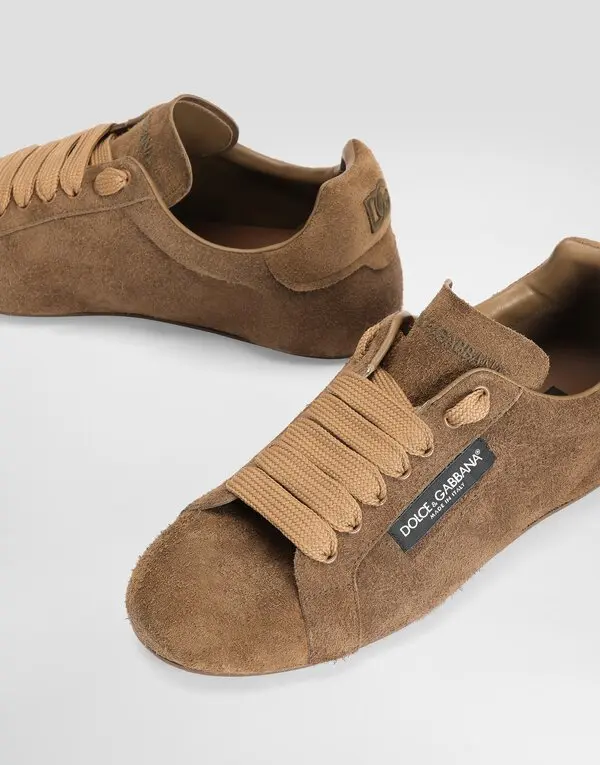 Dolce & Gabbana Split Leather Portofino Soft Sneakers - Brown