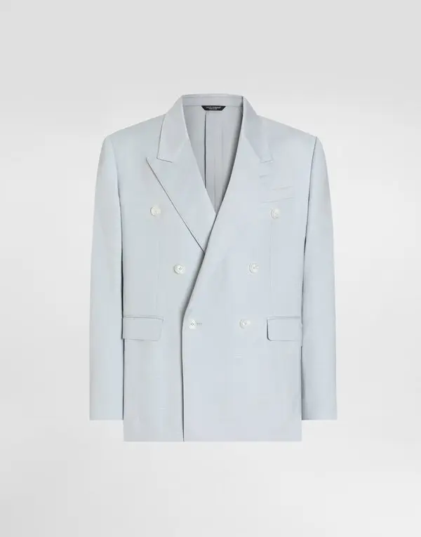 Dolce & Gabbana Shantung Viscose Double-breasted Jacket Suits And Blazers Light Blue - Azure