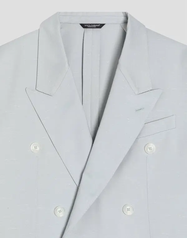 Dolce & Gabbana Shantung Viscose Double-breasted Jacket Suits And Blazers Light Blue - Azure
