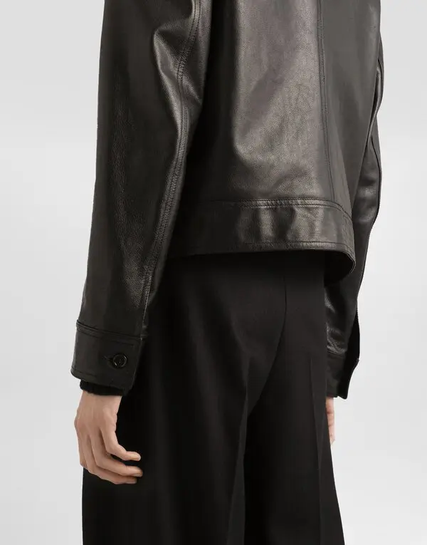 Dolce & Gabbana Leather Jacket With Removable Fur Collar
