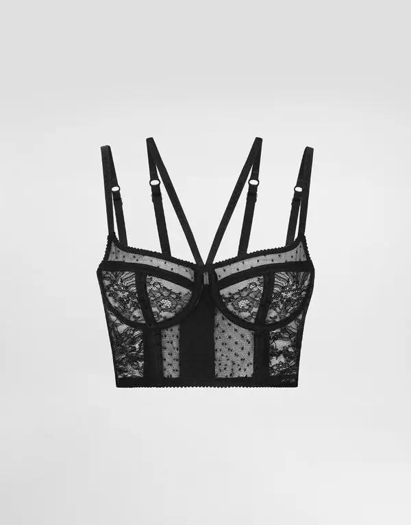 Dolce & Gabbana Top Con Reggiseno Underwear Lace - Black