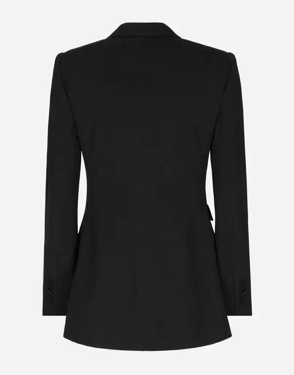 Dolce & Gabbana Double-breasted Woolen Jacket With Flower Appliqué Blazers Wool