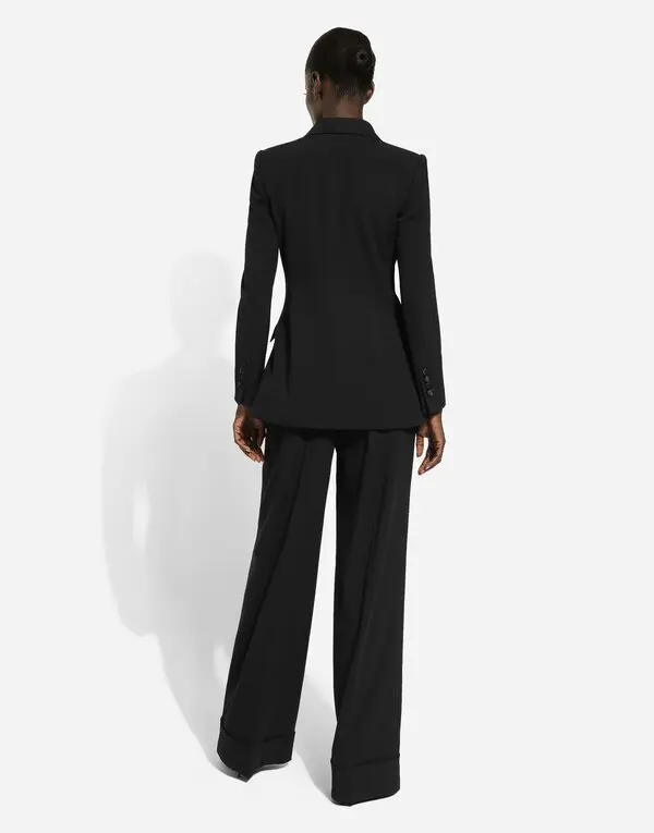 Dolce & Gabbana Double-breasted Woolen Jacket With Flower Appliqué Blazers Wool