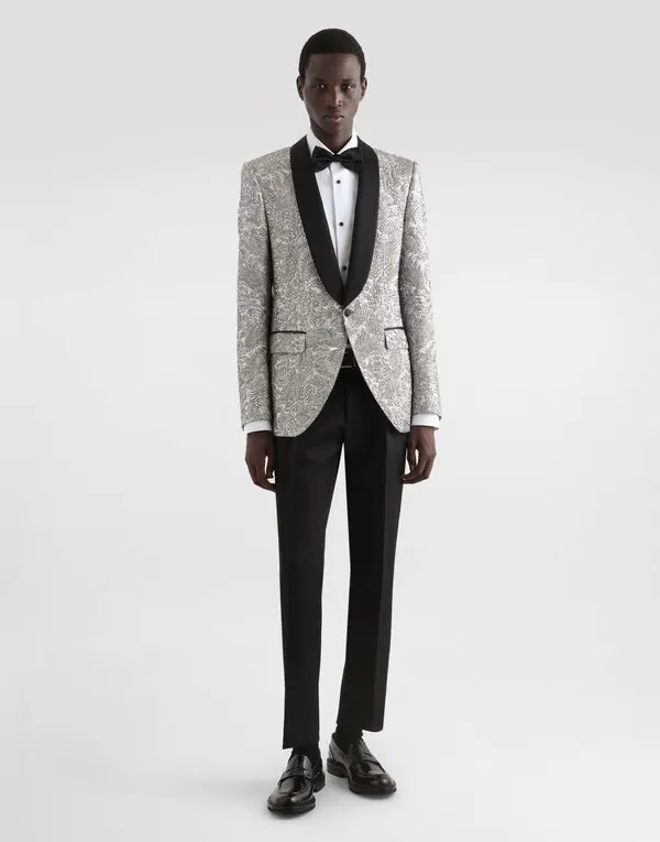 Dolce & Gabbana Single-breasted Floral Lamé Jacket Suits And Blazers
