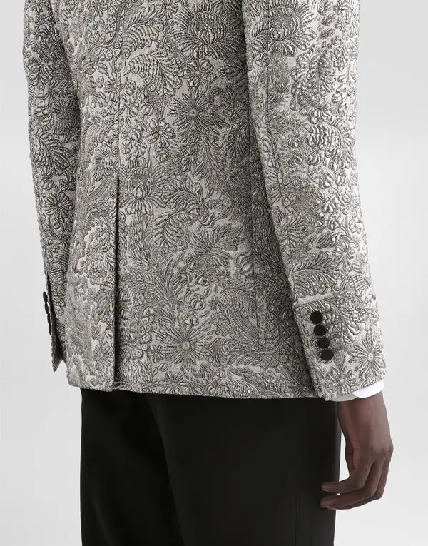 Dolce & Gabbana Single-breasted Floral Lamé Jacket Suits And Blazers