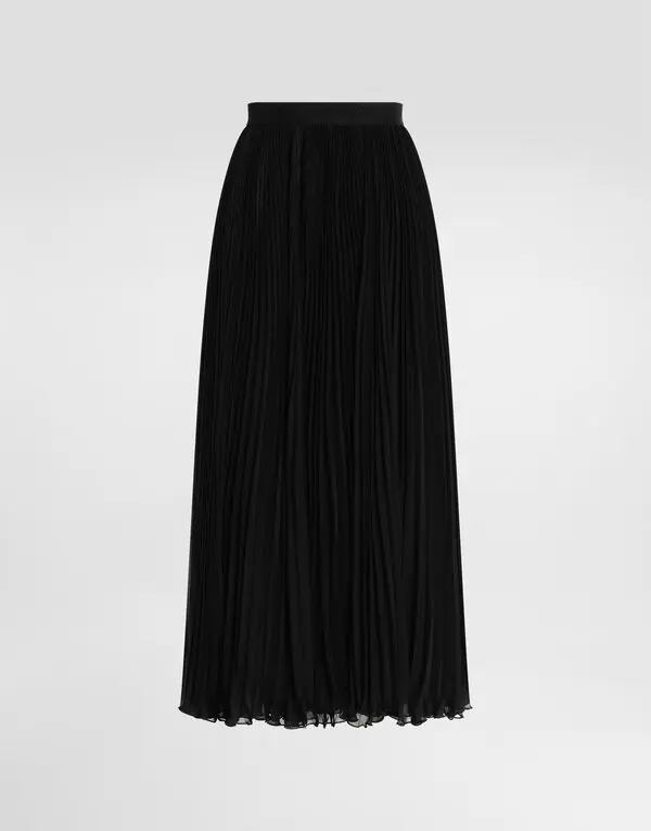 Dolce & Gabbana Long Pleated Chiffon Skirt Skirts - Black