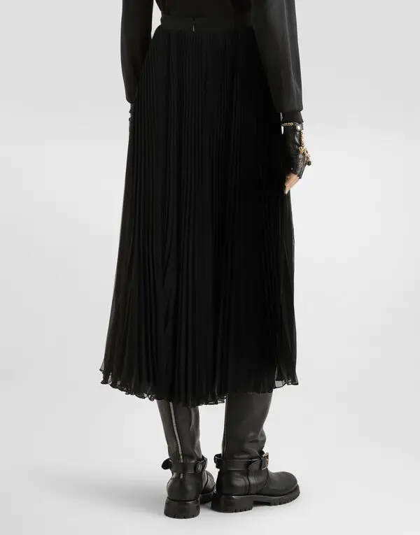 Dolce & Gabbana Long Pleated Chiffon Skirt Skirts - Black