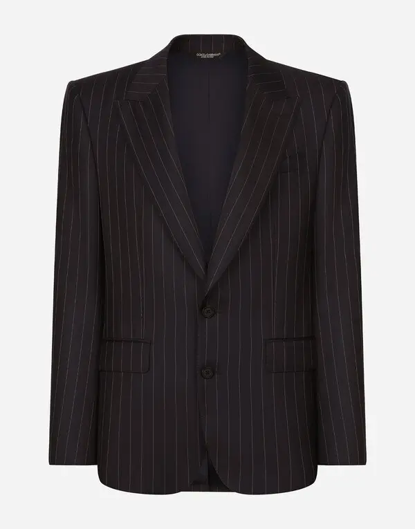 Dolce & Gabbana Single-breasted Pinstripe Wool Sicilia-fit Jacket Suits And Blazers Multi-colored - Blue