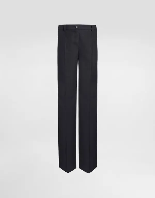 Dolce & Gabbana Flared Woolen Pants Pants And Shorts Gray