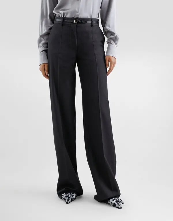 Dolce & Gabbana Flared Woolen Pants Pants And Shorts Gray