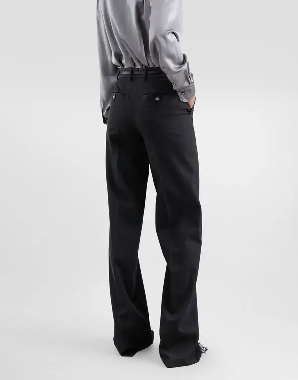 Dolce & Gabbana Flared Woolen Pants Pants And Shorts Gray