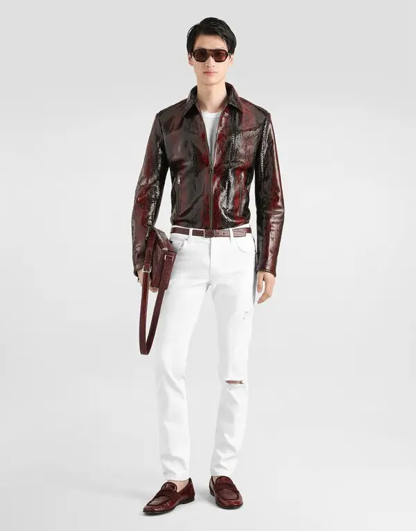 Dolce & Gabbana Intarsia Leather Jacket