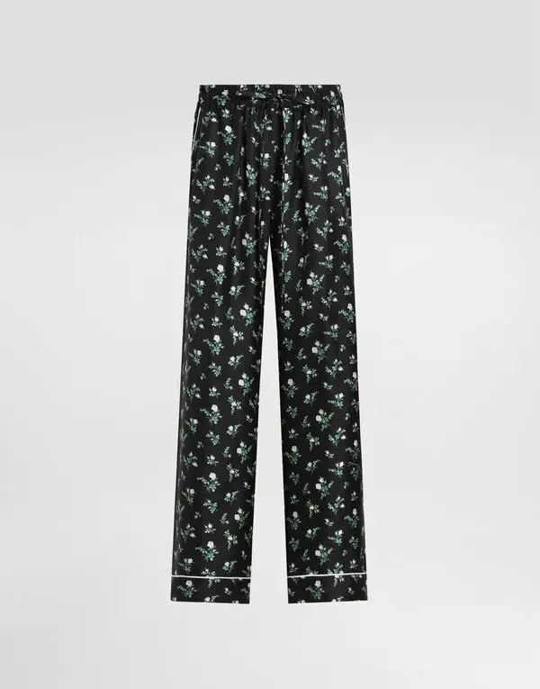 Dolce & Gabbana Roses And Lilies Of The Valley-print Twill Vanity Trousers Pants And Shorts - Multicolor