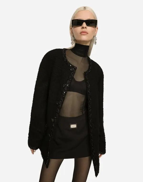 Dolce & Gabbana Single-breasted Bouclé Jacket Blazers Wool