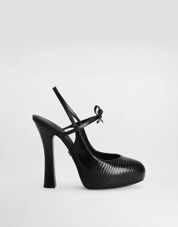 Dolce & Gabbana Lizard Skin Slingbacks Pumps And Slingback - Black