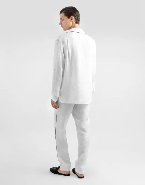 Dolce & Gabbana Linen Vanity Shirt With Heraldic Emblem Shirts