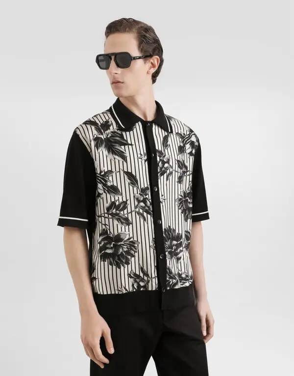 Dolce & Gabbana Silk And Cotton Shirt With Twill Sweaters And Cardigans - Multicolor