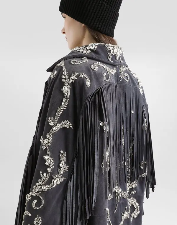 Dolce & Gabbana Embroidered Split Leather Jacket Coats And Jackets Multi-colored